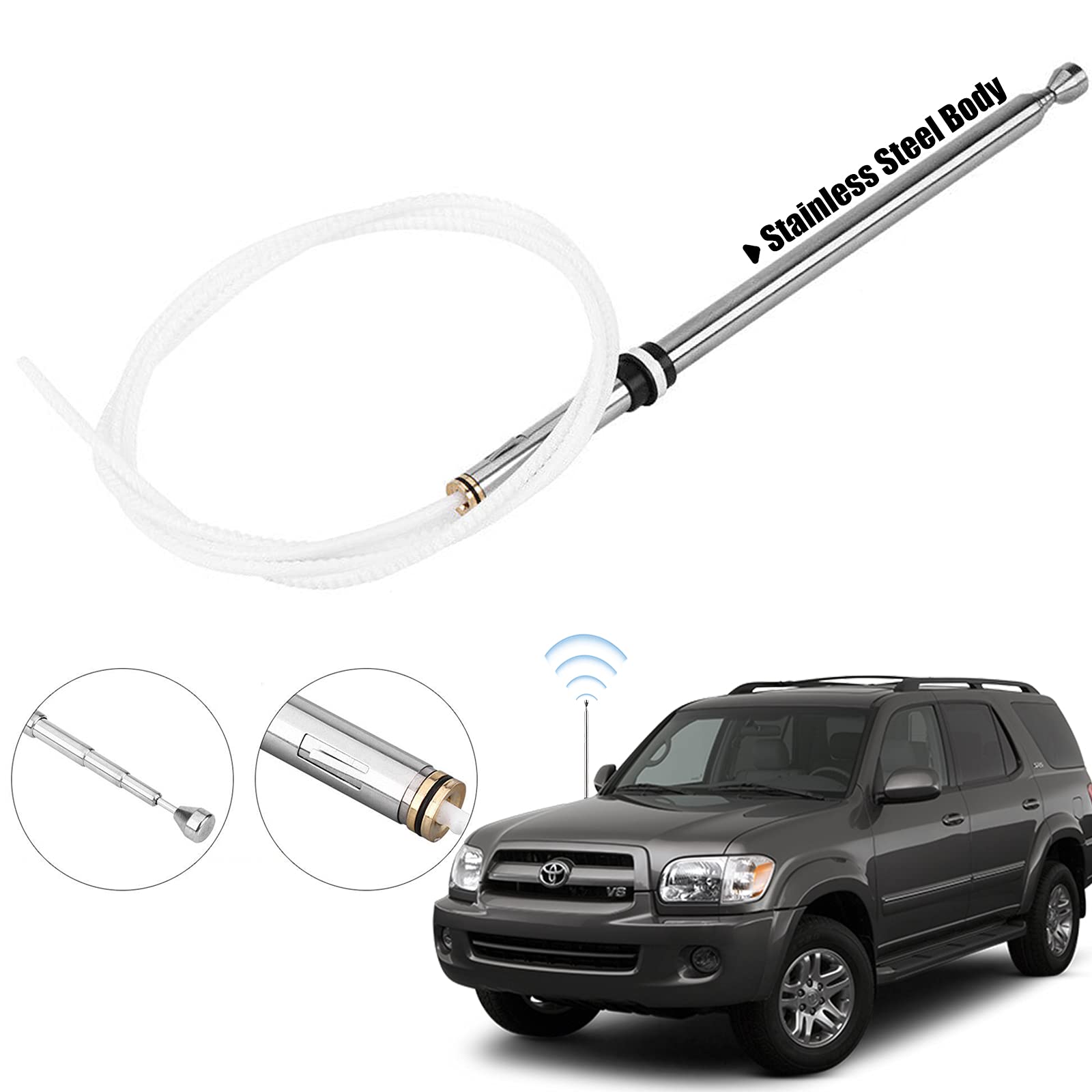 Unikpas Power Car Antenna mast w/Cable Compatible for Toyota Sequoia 2001-2007 Radio Replacement 86337-AF011