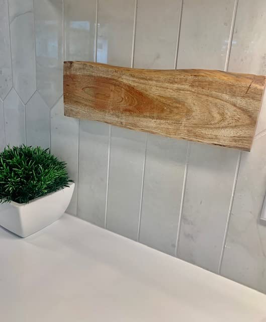 IMPROVED STRONGER Magnetic Knife Holder - Wood Knife Block - Knife Strip - Kitchen Organizer - Live Edge, Holds 5 Knives