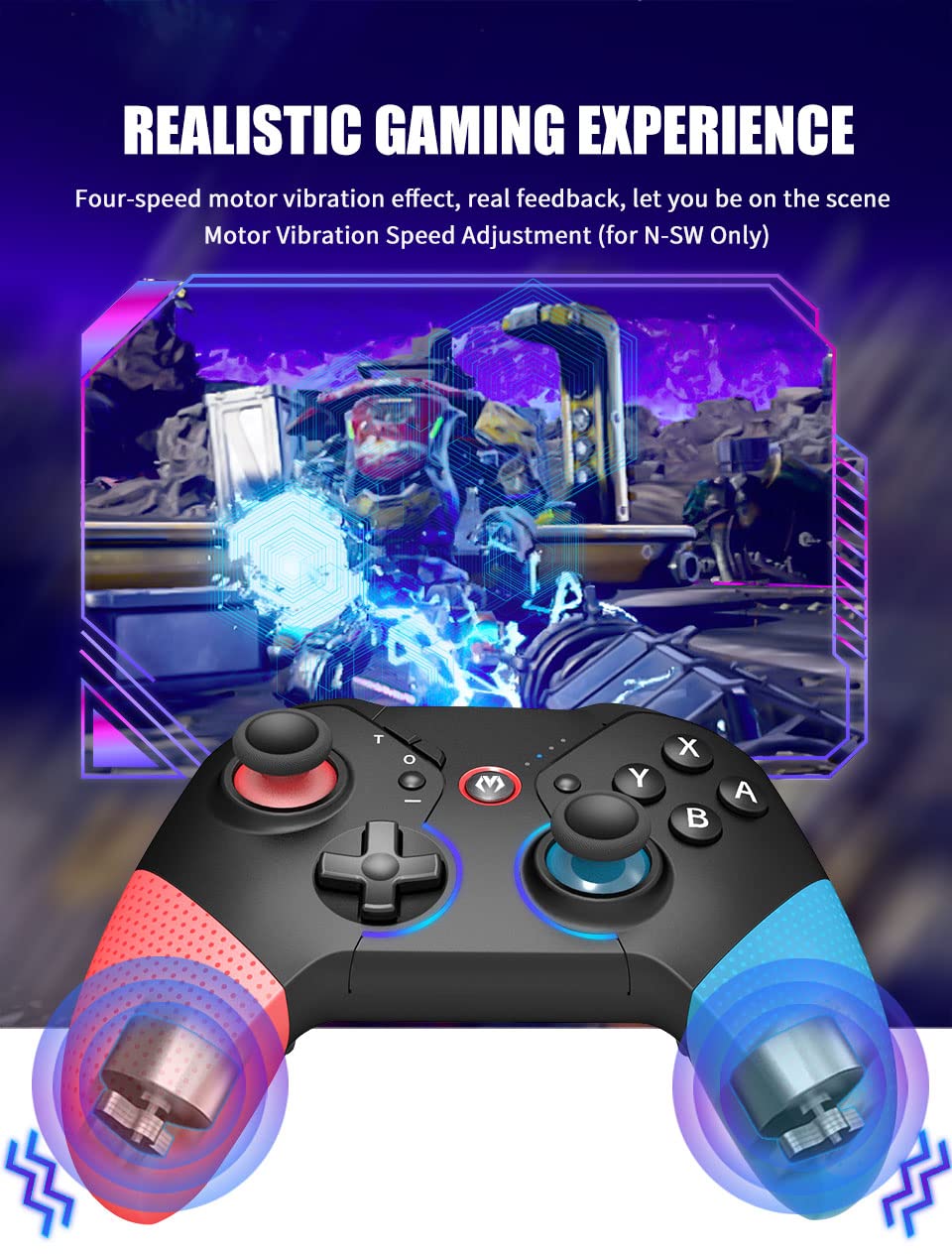 FONLAM Switch Controller Compatible with PC/iOS/Android, Wireless Gamepad for Nintendo Switch Lite/OLED, Game Controller Pro Controller Adjustable Turbo Function/Vibration, Programmable Back buttons,