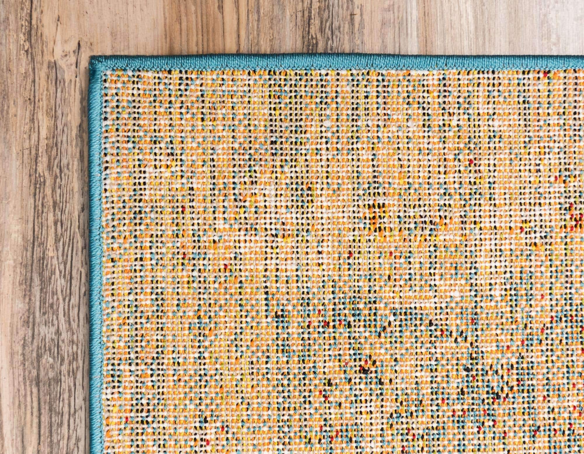 Unique Loom Rosso Collection Vintage, Traditional, Bohemian, Border, Distressed, Southwestern Area Rug, 5' 0" x 8' 0", Blue/Ivory