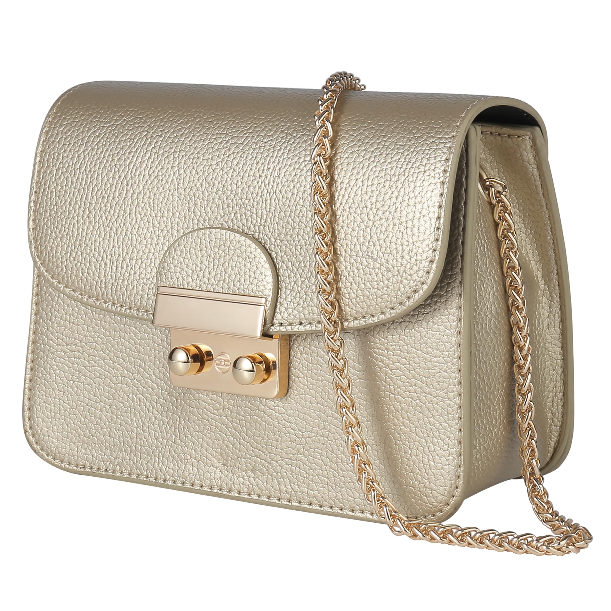 TOYOOSKY Small Purse Crossbody Bags for Women Blue Fashion Handbags for Women Metallic Chain Purse Crossbody Gold Clutch Small Gold Purse in Mini Size