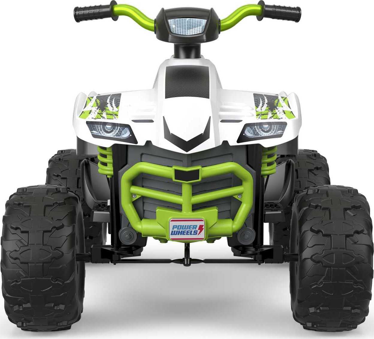 Power Wheels Racing ATV Ride-On Battery Powered Vehicle with Multi-Terrain Traction for Preschool Kids Ages 3+ Years, Silver