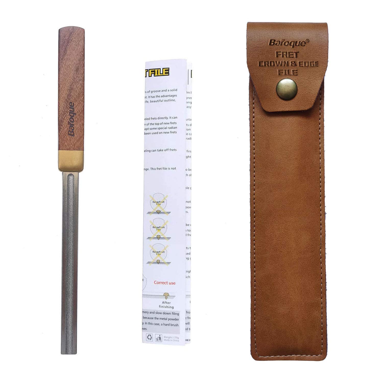 Upgrated Baroque Guitar Fret Crowning&Edge Dressing File 3 Slots Size & 1 full Grit Side Improved 4th Generation Repair Luthier Tools for Guitars,Ukulele,Bass,Banjo,Mandolin etc (4th Generation File)