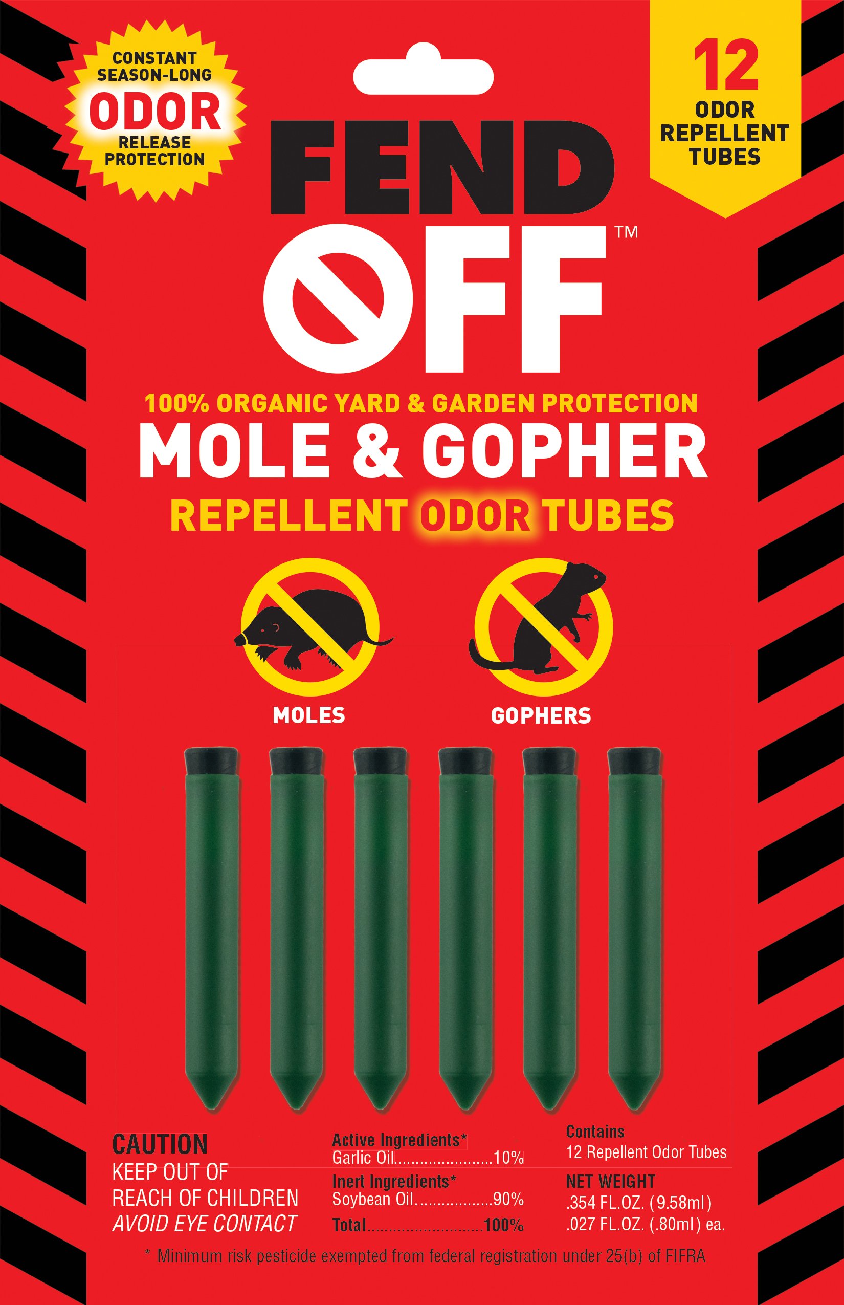 Luster Leaf Fend Off Mole and Gopher Organic Odor Tubes, White, 12 pack