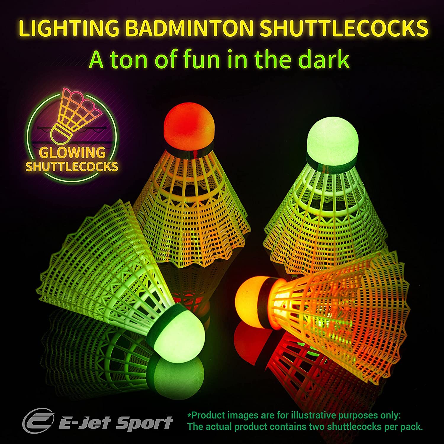 E-jetSport Portable Badminton Net Set with Storage Base, Rackets Lightning Shuttlecocks Combo Set for Family & Kids, Easy Setup for Backyard Training, Beach, Park, Picnic Games, Green,EOB375402021