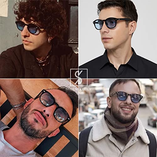 TR90 JAY DEPP Polarized Tony Sark Women's Fashion Retro Colorful Sunglasses Round Blue Sunglasses