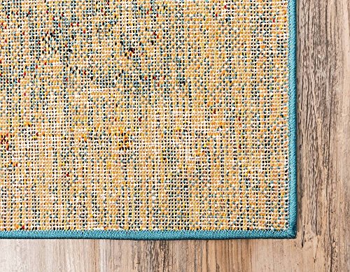 Unique Loom Rosso Collection Vintage, Traditional, Bohemian, Border, Distressed, Southwestern Area Rug, 5' 0" x 8' 0", Blue/Ivory