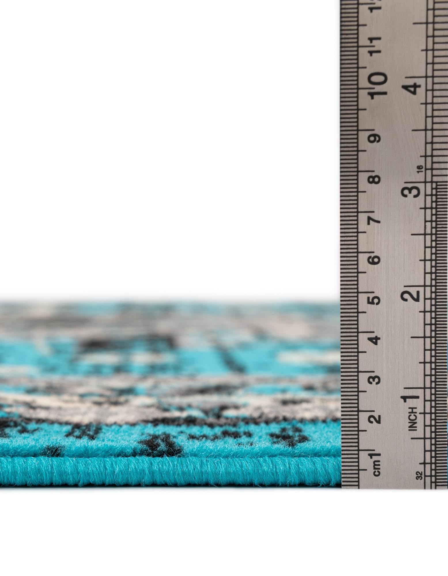 Unique Loom Taftan Collection Border Geometric Tribal Inspired Design Area Rug, 4 ft x 6 ft, Turquoise/Gray