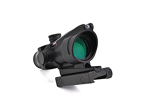 E-Tactical 4x32 Black Scope Red Chevron Glass Fiber Scope Glass Etched Reticle Real Fiber Optics Optical Scope