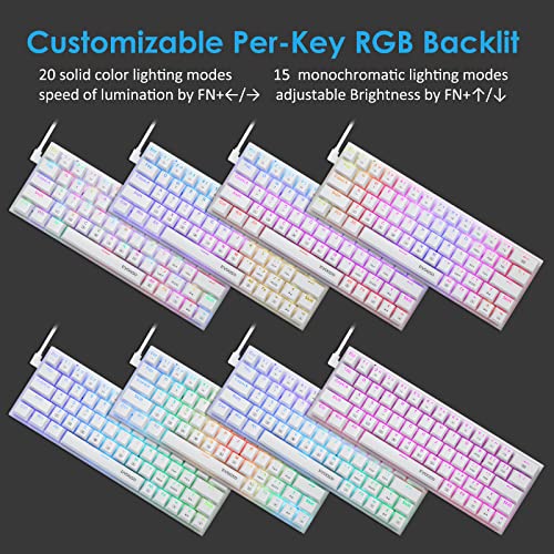 E-YOOSO Z-22 60% Mechanical Gaming Keyboards 63 Key, Type-C Wired Keyboards RGB Backlit for Laptop Computer PC Red Switch