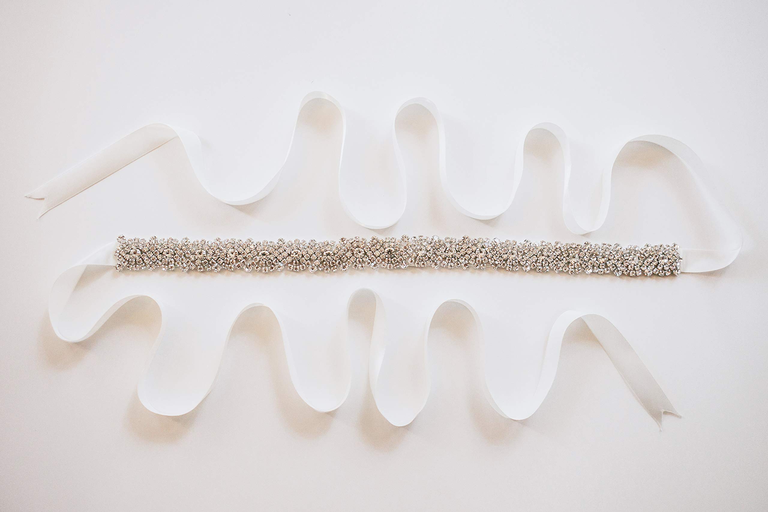 Remedios Rhinestone Bridal Belt Bridesmaid Sash Crystal Wedding Belt Women Dress Accessories, Ivory