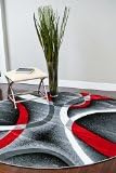 LUXE WEAVERS 2305 Gray Black Red White Swirls 6 feet 5 inch Diameter Modern Abstract Area Rug