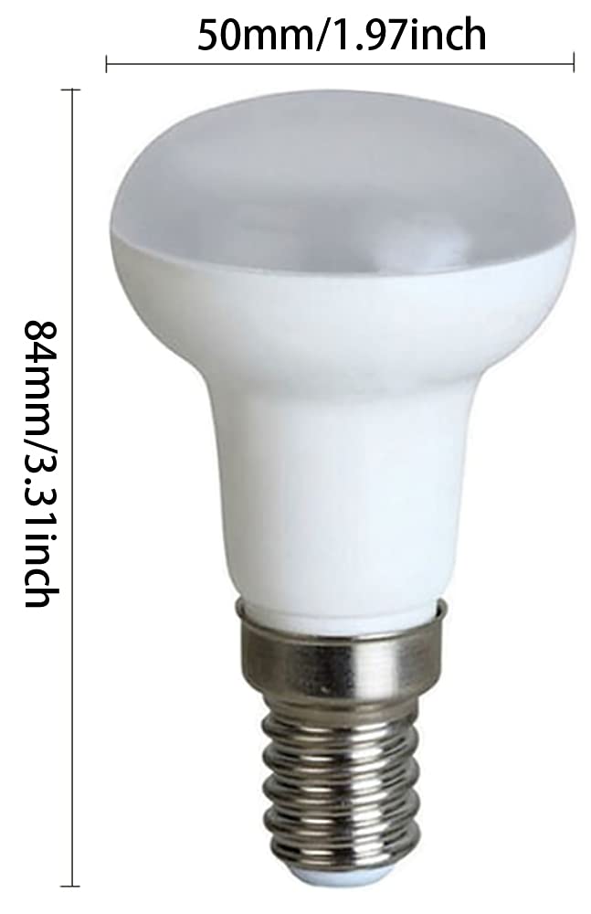 E14 R50 LED Lamp 5W Light Bulb 45W Incandescent Bulb Equivalent, R50 Long Neck LED Mushroom Shape Bulbs Indoor Lighting Cool White 6000K AC85-265V120 °Angle Flood Light for Home School Store, 4 Pack
