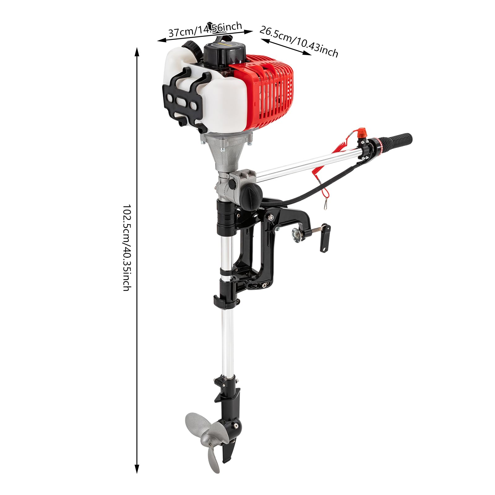 DNYSYSJ Outboard Motor Boat Engine 2 Stroke 2.5HP Superior Engine Outboard Motor Marine Boat Motor with Air Cooling System, CDI Ignition System, Manual Pull Start for Inflatable Fishing Boats