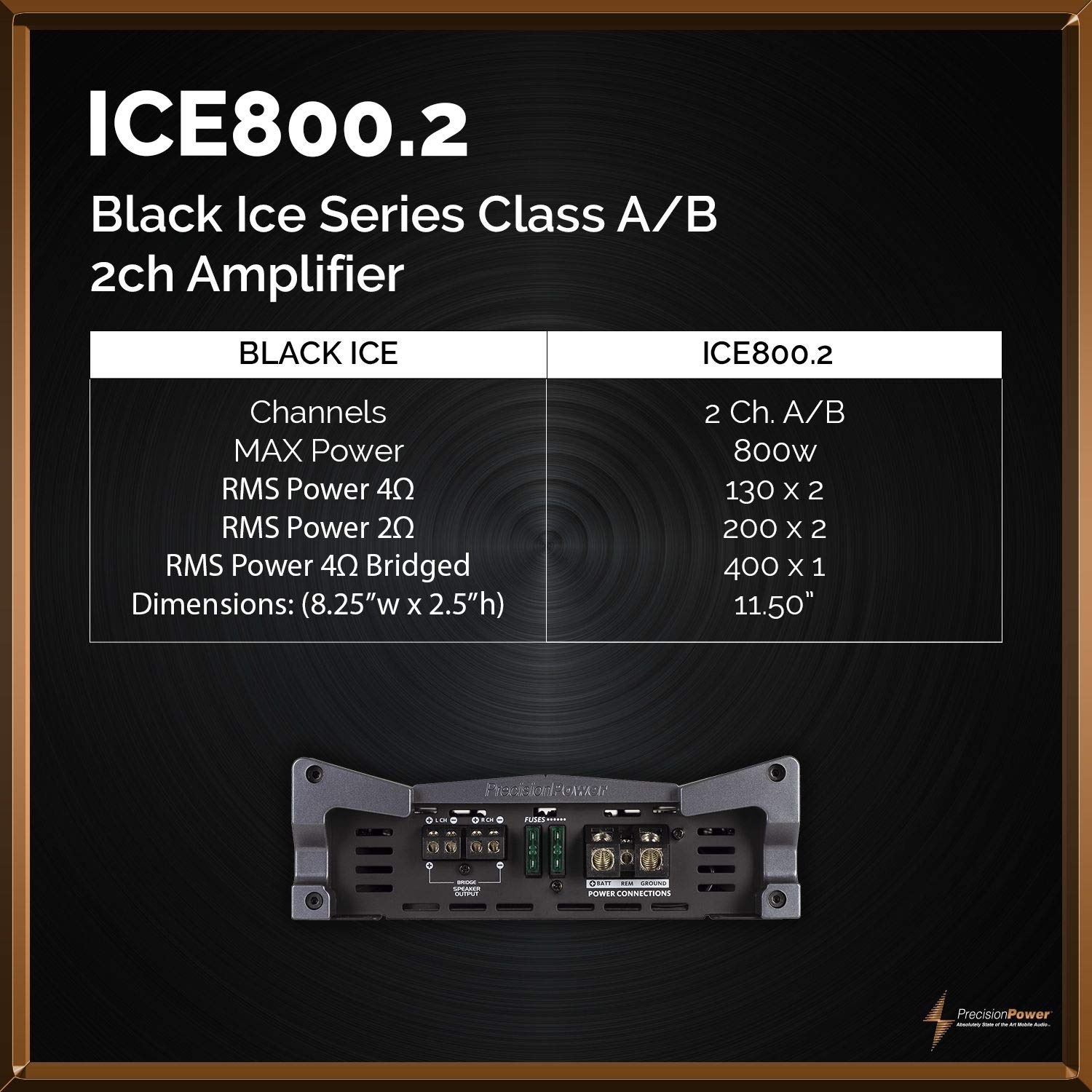 Precision Power ICE800.2 Black Ice Series 800W Class A/B 2Ch Amplifier