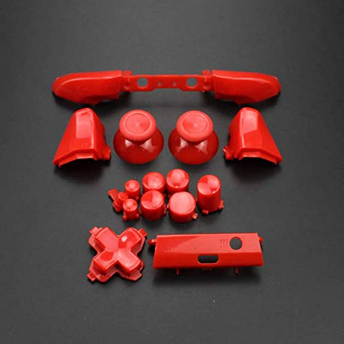 RB LB Bumper RT LT Trigger Buttons Mod Kit for Xbox One S Slim Controller Analog Stick Dpad Solid &Chorme (Solid Red)