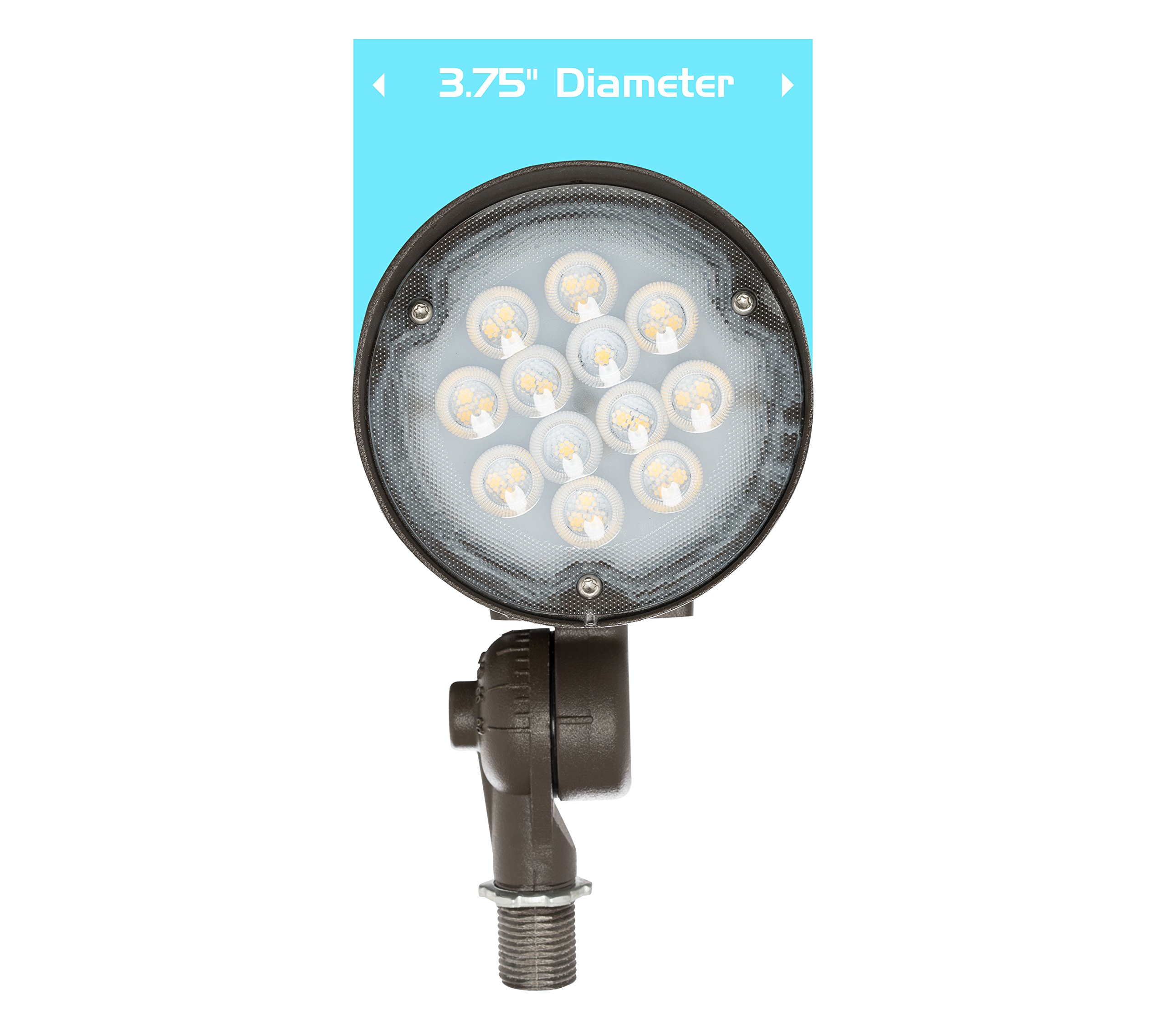 Westgate WG LED 12 Volt Outdoor Landscape Garden Bullet Flood Lights - Path Walkway Lawn Spotlights - Wire/Spike Accessories Included (24W 5000K Cool White Bronze)