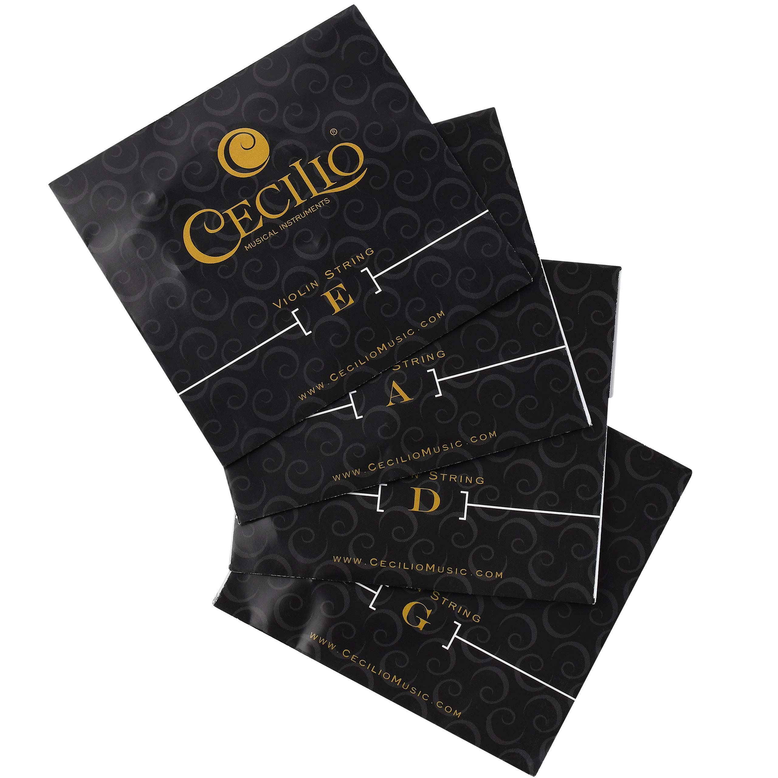 Cecilio 4 Packs of Stainless Steel Violin Strings 4/4 Full Set with E, A, D, G Strings for Electric and Acoustic Violins - Reliable and Affordable Replacement for your Fiddle
