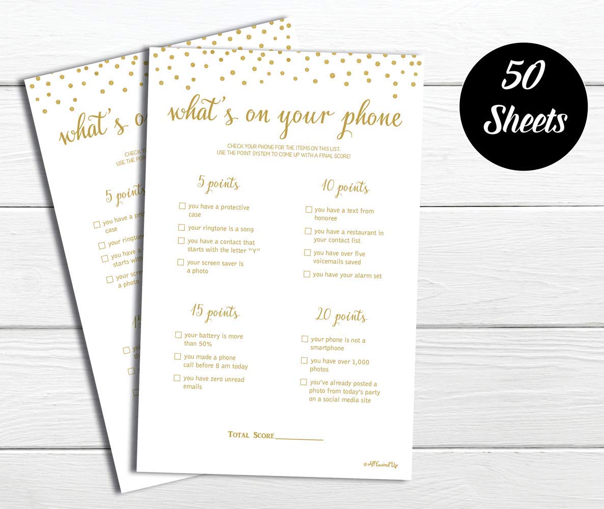 What's On Your Phone Game - Gold Confetti (50-sheets)