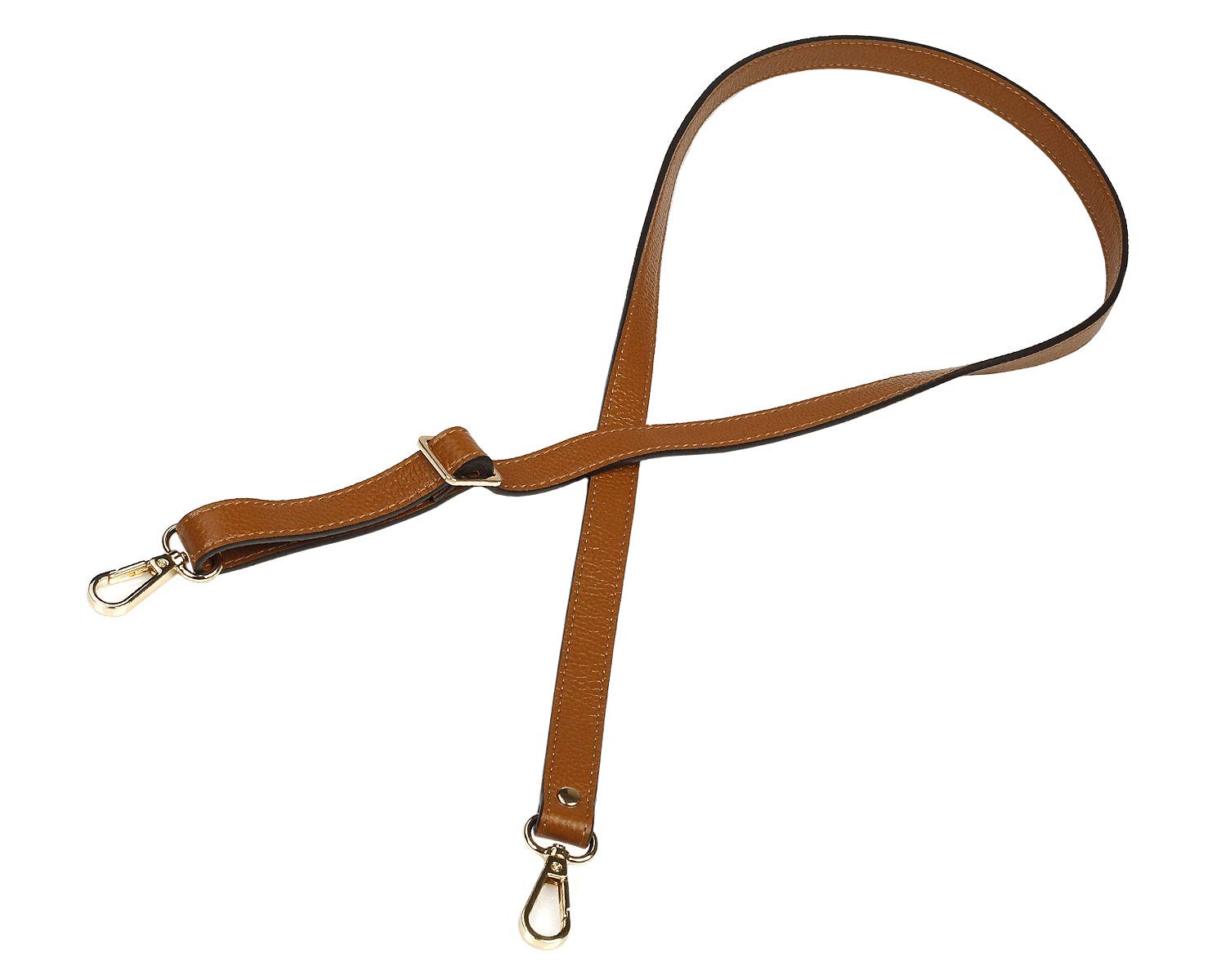 VanEnjoy Full Grain Leather Adjustable Replacement Strap Cross Body Bag Purse, 26-51 inch Gold Hardware - 1.8 CM Width (Black-Silver Metal With Tasse) (Brown)