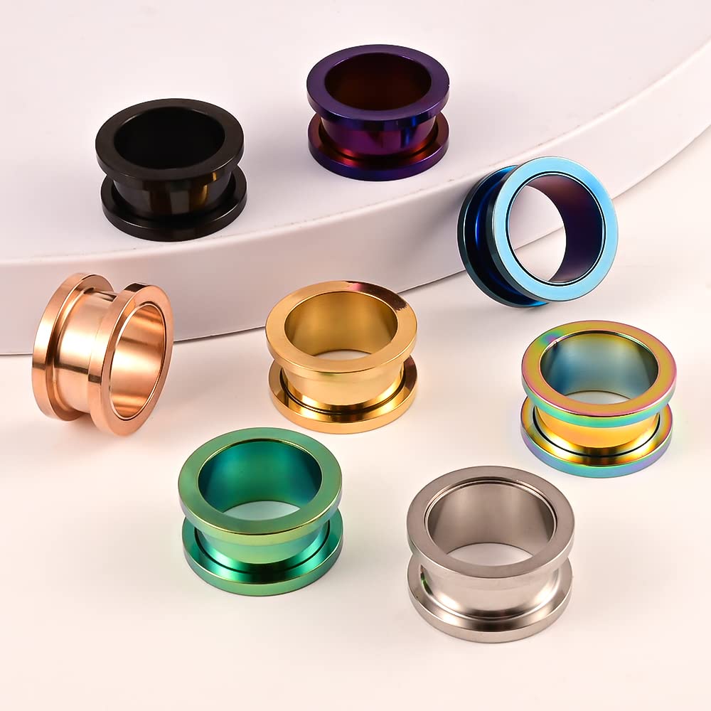 DOEARKO Set of 16 pcs 316 Stainless Steel Ear Plugs Large Gauges Stretching Screw Fit Tunnels Gauge 2g - 1 inch (12mm(1/2"), 8 pair)