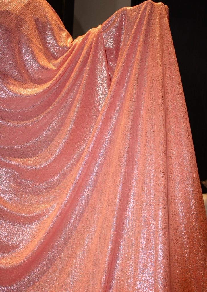 Lycra Shimmer Lurex Silver Fabric 58''Wide Peachy Pink Color FF#15B[3]