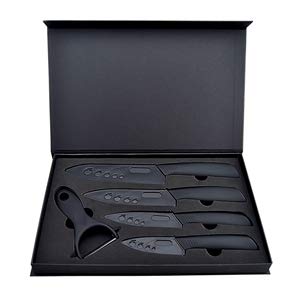 Ceramic Knife Set, 5 Pieces Professional Chef Knives with Sheaths, including Ceramic Knives of 4 Different Sizes and 1 Vegetable Peeler