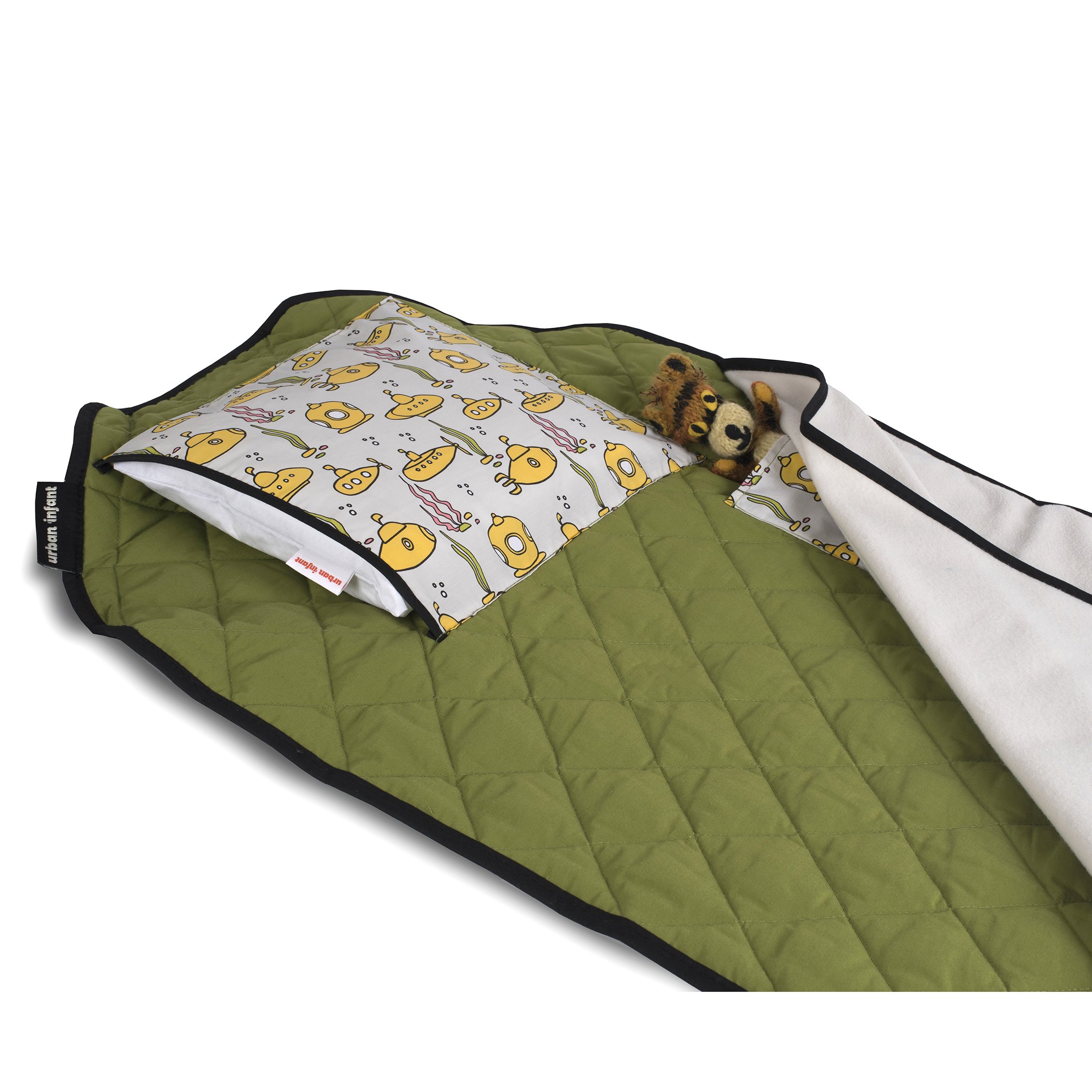 Urban Infant Tot Cot Kids Nap Mat - Toddler Preschool Daycare Bedding Cover with Blanket and Pillow - Submarines