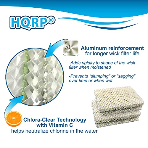 HQRP 4 pcs Wick Filters compatible with Kenmore 14911 32-14911 Emerson Essick Air HDC12 HDC-12 Replacement, 15414, 15420, 14452, 14453, 14454, 14415, 14417, 15517, 03215420000