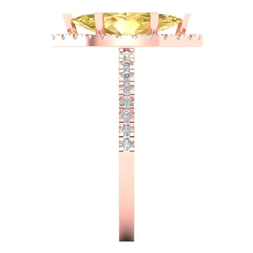 Clara Pucci 2.38 ct Marquise Cut Solitaire Halo Yellow Simulated Diamond Engagement Promise Anniversary Bridal Ring 18K Rose Gold 3.5