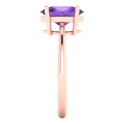 Clara Pucci 2.5ct Oval Cut Solitaire Natural Purple Amethyst Engagement Wedding Bridal Promise Anniversary Ring 18K Rose Gold Size 3.75