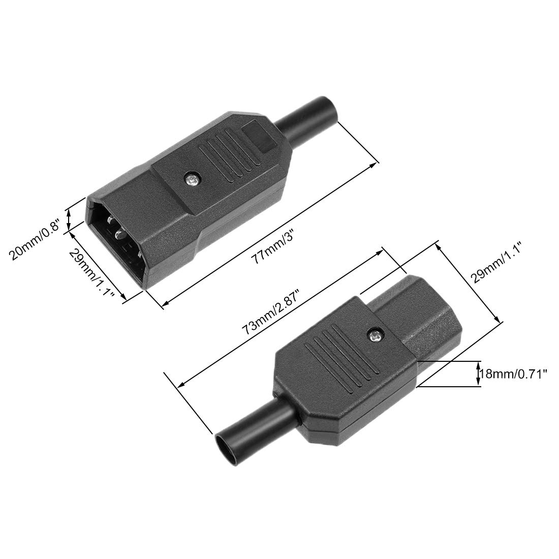 uxcell IEC320 C14 Power Socket C13 Adapter Connector 10A 3Terminals Panel Mount 5 Pairs