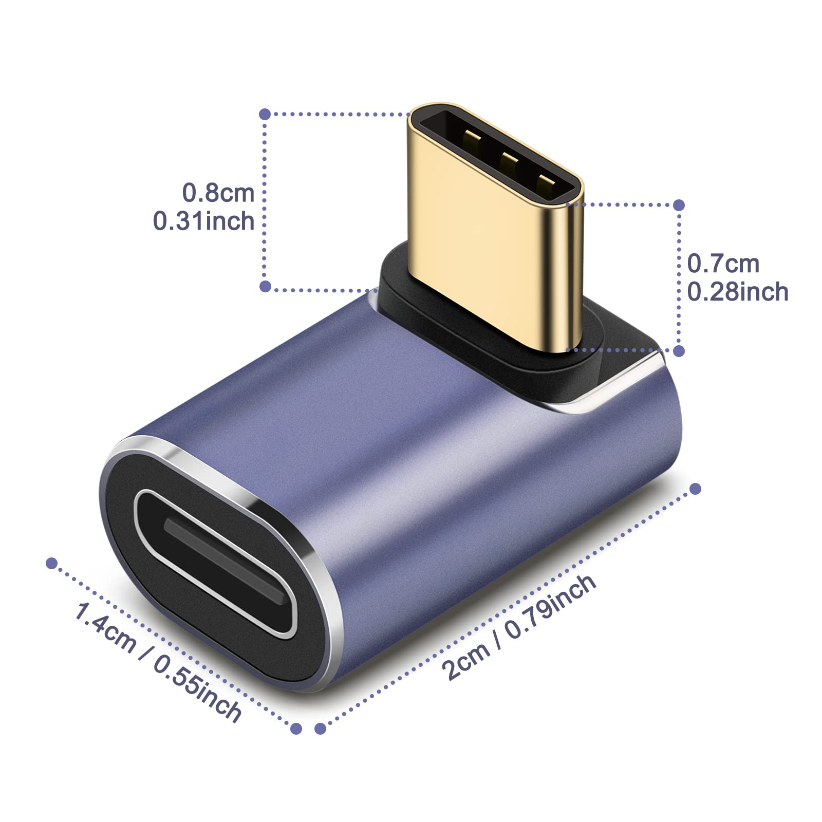 Findeed USB C Male to USB C Female-USB-C 90 Degree Adapter, Right Angle UBC Male to Female Adapter for Switch,MacBook pro/air,Tablet/Smartphone Type C Enabled Device