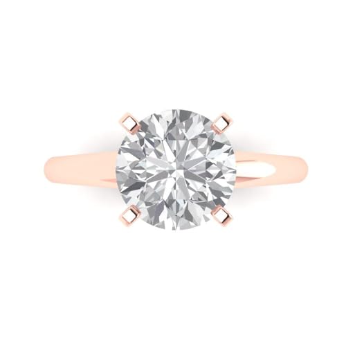 Clara Pucci 2.50ct Round Cut Solitaire White Lab Created Sapphire Engagement Bridal Promise Anniversary Ring in 18K Rose Gold 5