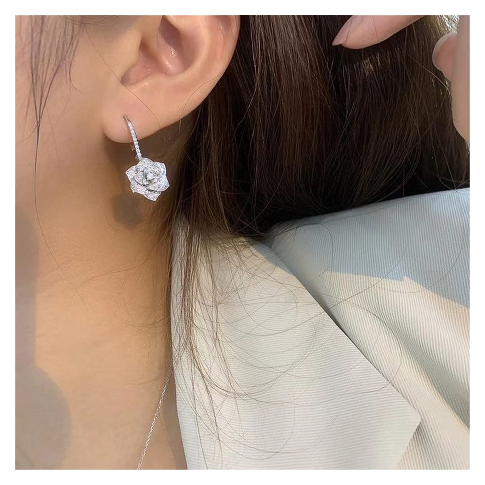 Earrings Flower Earrings for Women Female Ear Accessories Dance Party Jewelry Dangle Earrings (Color : 01) (1 B)