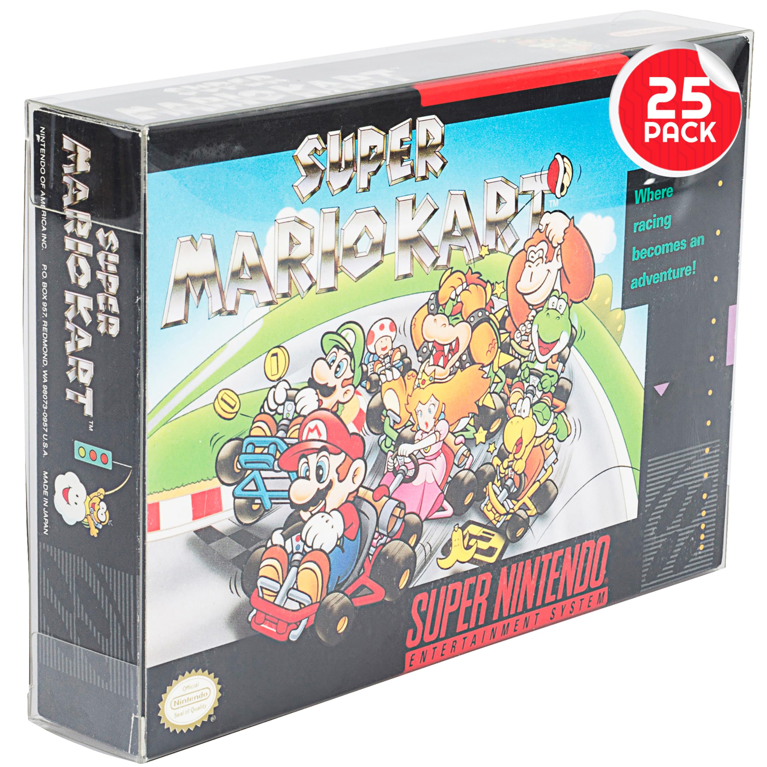 Video Game Box Protector for SNES / N64 Games - 0.40MM Thick PET Protector, SNES/Nintendo 64 Video Games Display Case compatible for Super Mario, Donkey Kong,Zelda (Pack of 25)