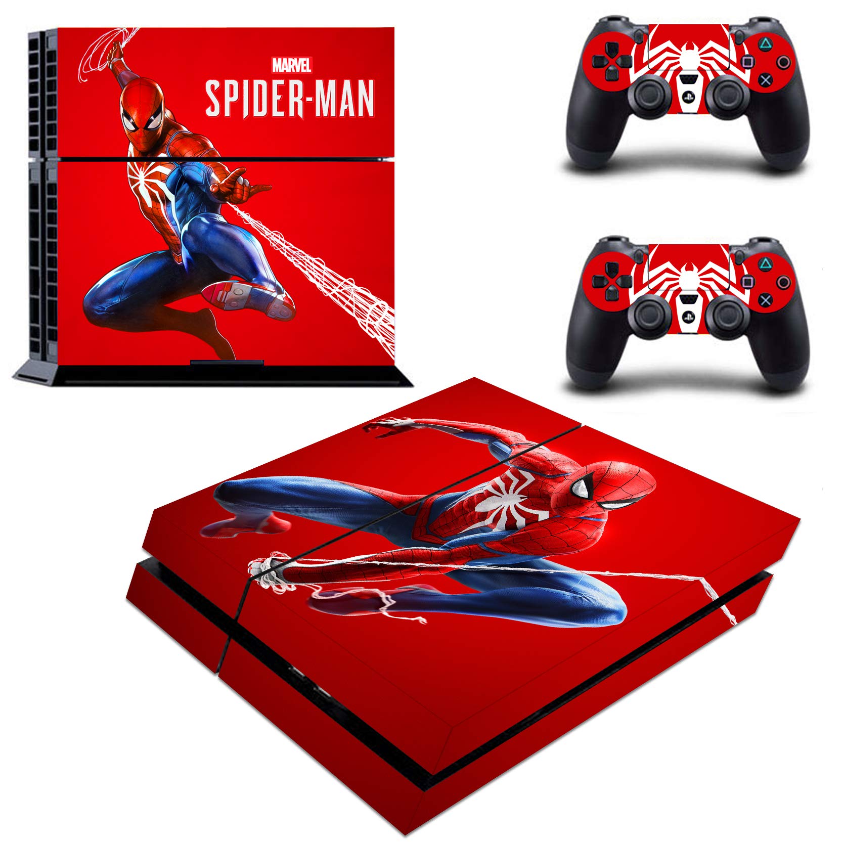Vanknight Vinyl Decal Skin Stickers Cover for Regular PS4 Console Playstation 4 Controllers Red