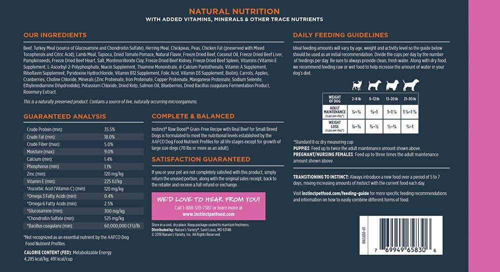 Instinct Raw Boost Small Breed Grain Free Recipe with Real Beef Natural Dry Dog Food, 10 lb. Bag