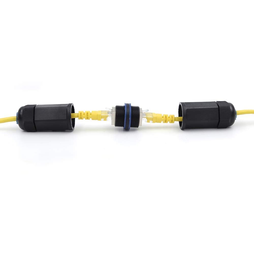 VCE Waterproof RJ45 Coupler IP67, CAT6/CAT5E/CAT5 Female to Female Coupler Connector Shielded 8Pin for Outdoor Ethernet LAN Cable, 2-Pack