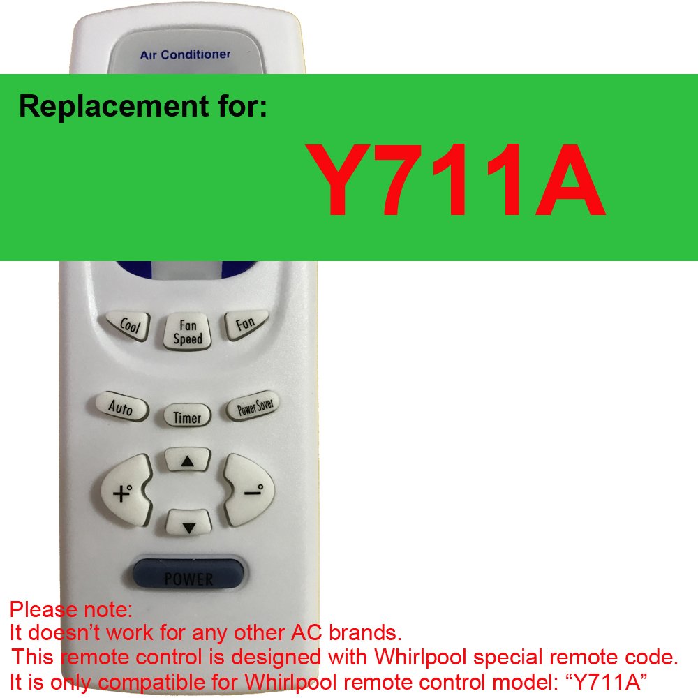 Replacement for Whirpool Air Conditioner Remote Control Model Number Y711A Works for
