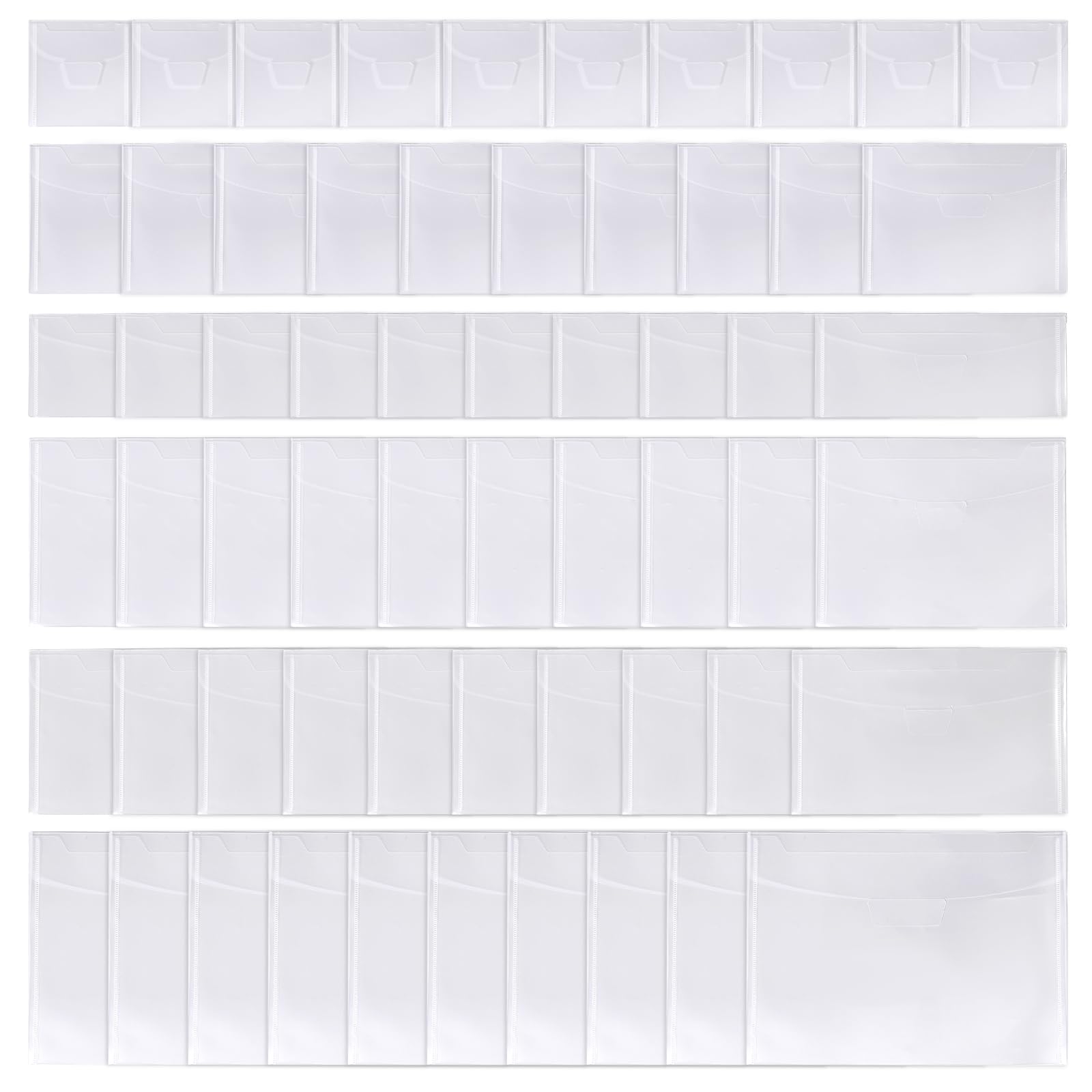 GLOBLELAND 60 Pcs Clear Stamp and Die Storage Bag Pockets 6 Size Plastic Storage Pocket Plastic Stamp Seal Storage Envelopes Case for DIY Paper Card Scrapbooking Craft