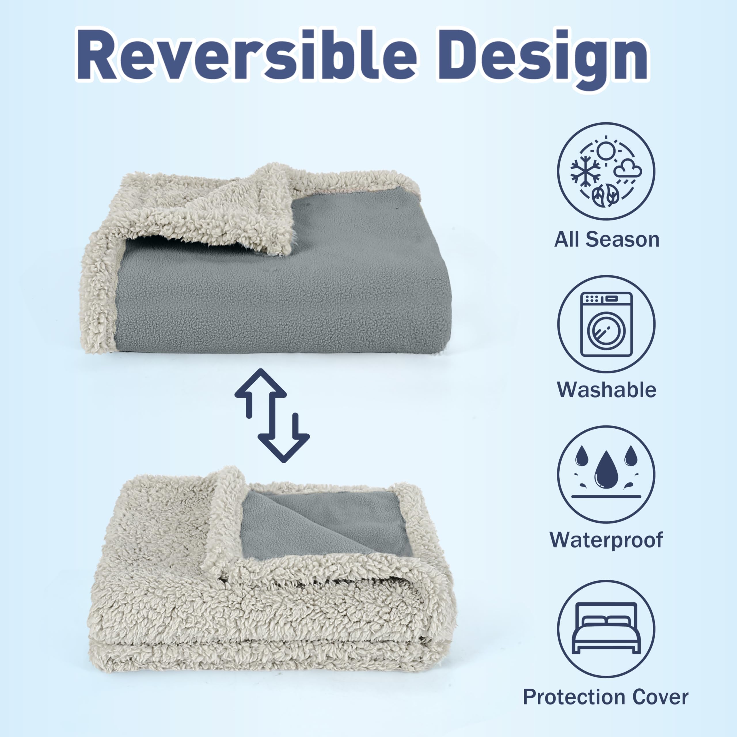 Kritter Planet Waterproof Dog Blanket, Reversible Pee Proof Couch Cover for Pets, Furniture Protector for Sofa Bed, Washable, Hair Resistant, Stain Proof