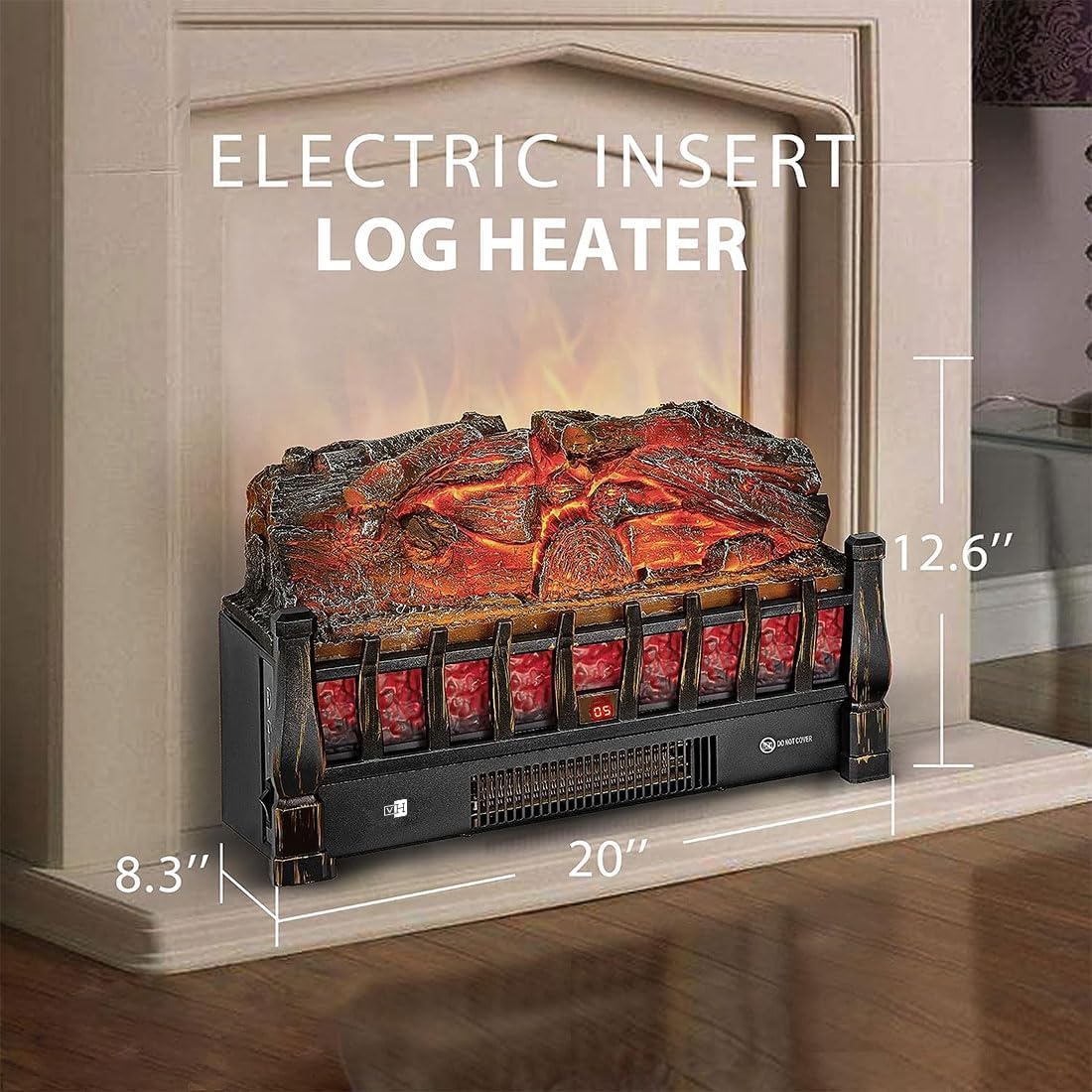 VIVOHOME 20 Inch Electric Fireplace Logs with Realistic Quartz Ember Bed, Log Heater Insert for Existing Fireplace, Overheating Protection, Timer, Remote Control, Gold