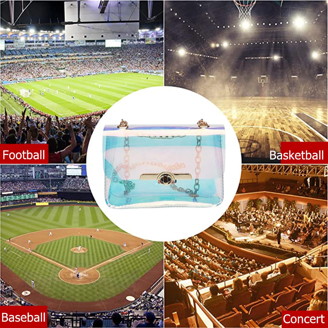 Women Girls Small Holographic Iridescent Clear Purse Crossbody Shoulder Bag