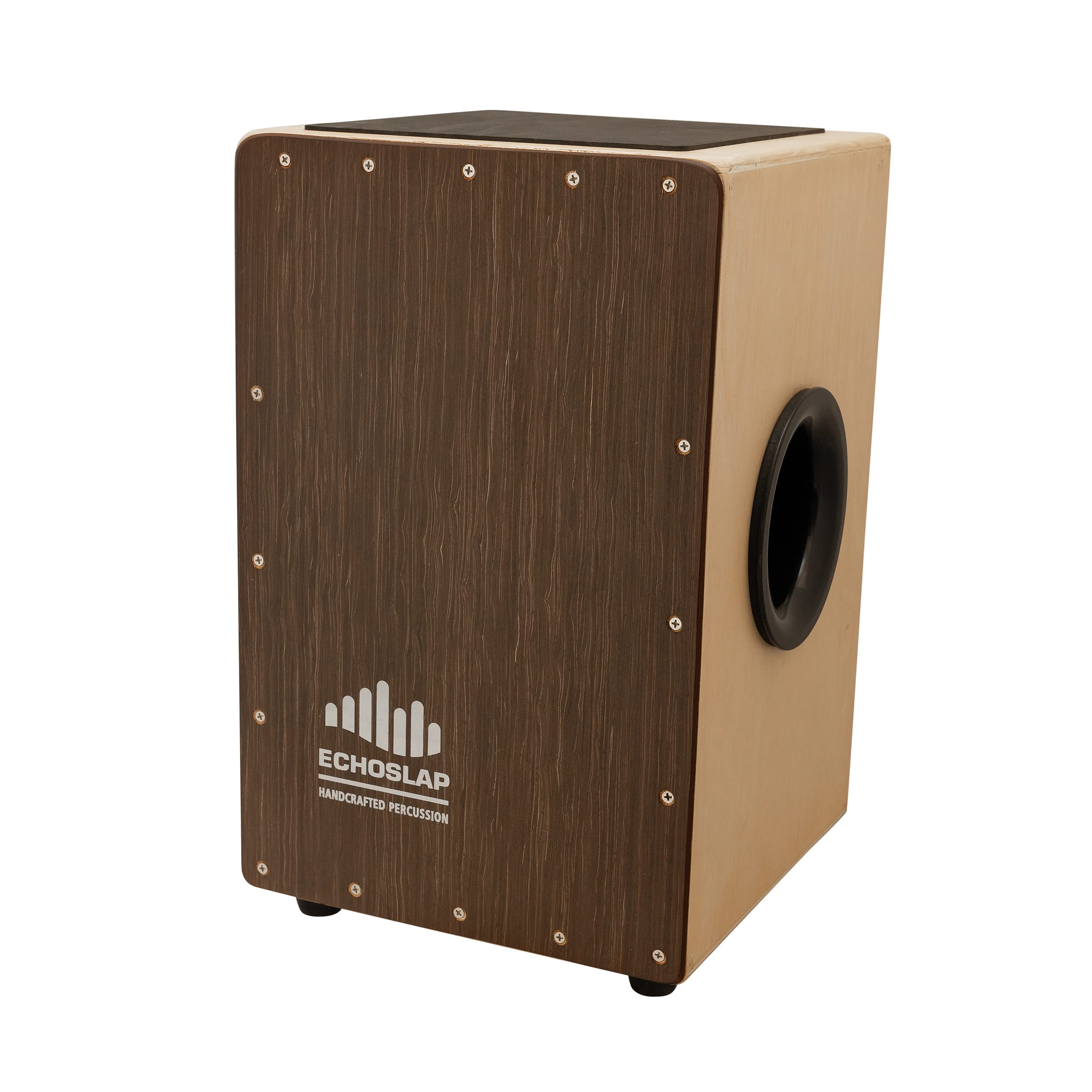 Echoslap Super Bass Cajon - Brazilian Rosewood, Bass Amplifier Side Port, 21 Coiled Snare Wires, Hand Crafted Cajon Box Drum