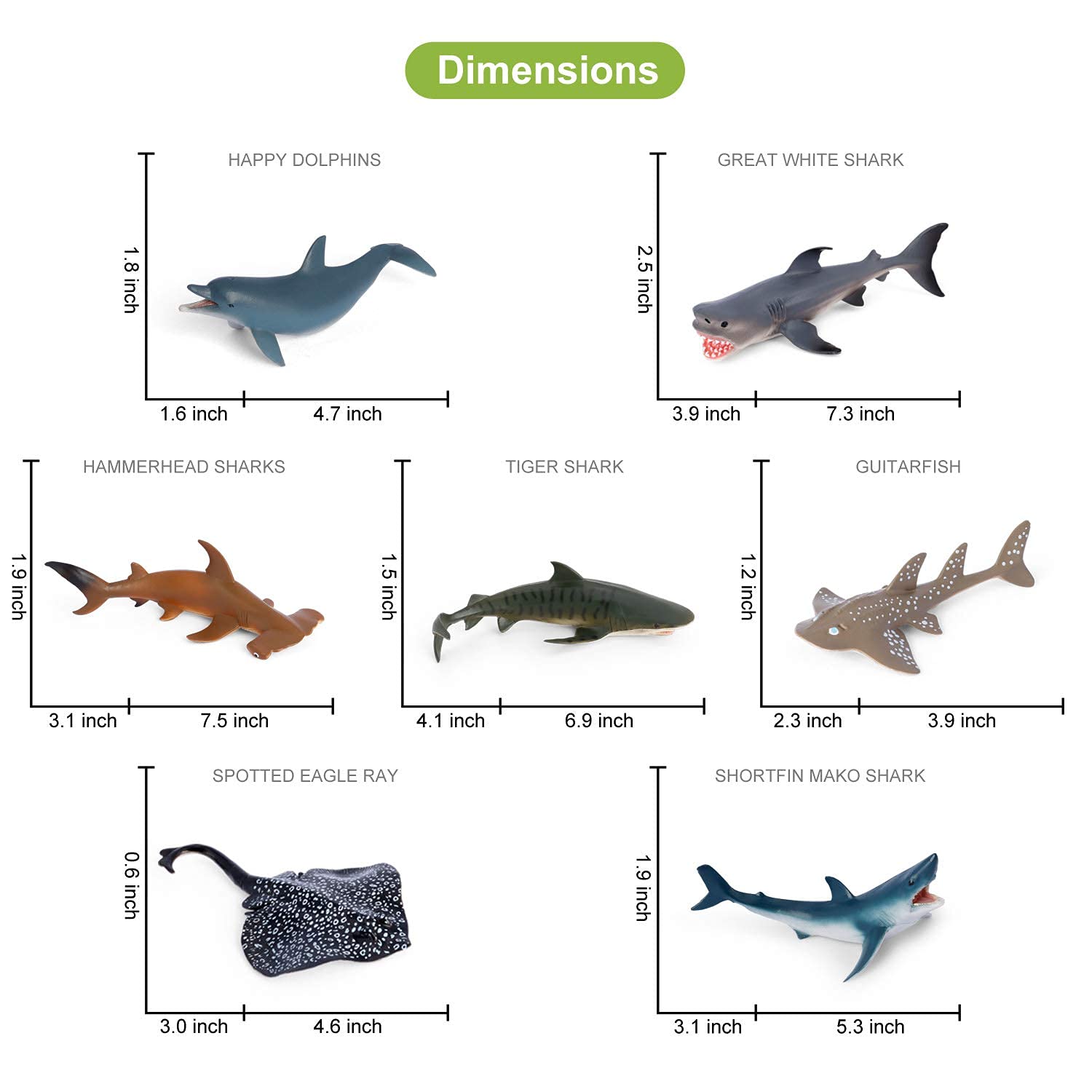Volnau Sea Creature Toys Figures 13PCS Atlantic Ocean Shark Animals Figurines for Toddlers Kids Christmas Decoration Gift Plastic Fish Preschool Pack and Bath Set