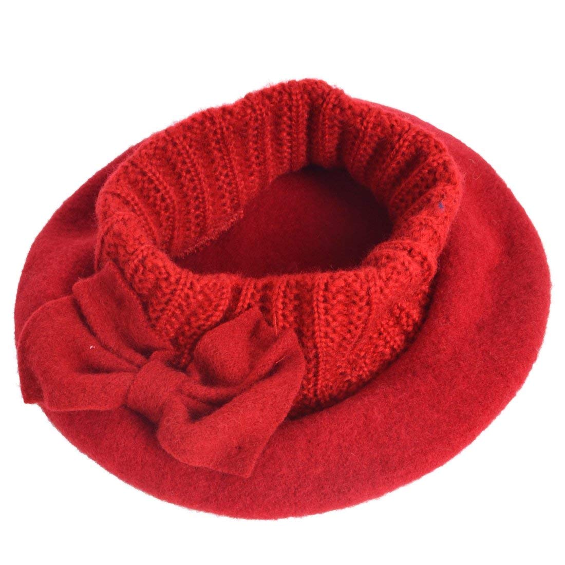 Women's Beret Hat Chic French Beret Beanie Wool Dress Winter Hats Hy022 (Red)