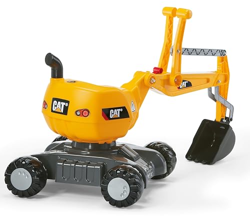 rolly toys CAT Construction Ride-On: 360-Degree Excavator/Shovel Digger, Youth Ages 3+ , Yellow