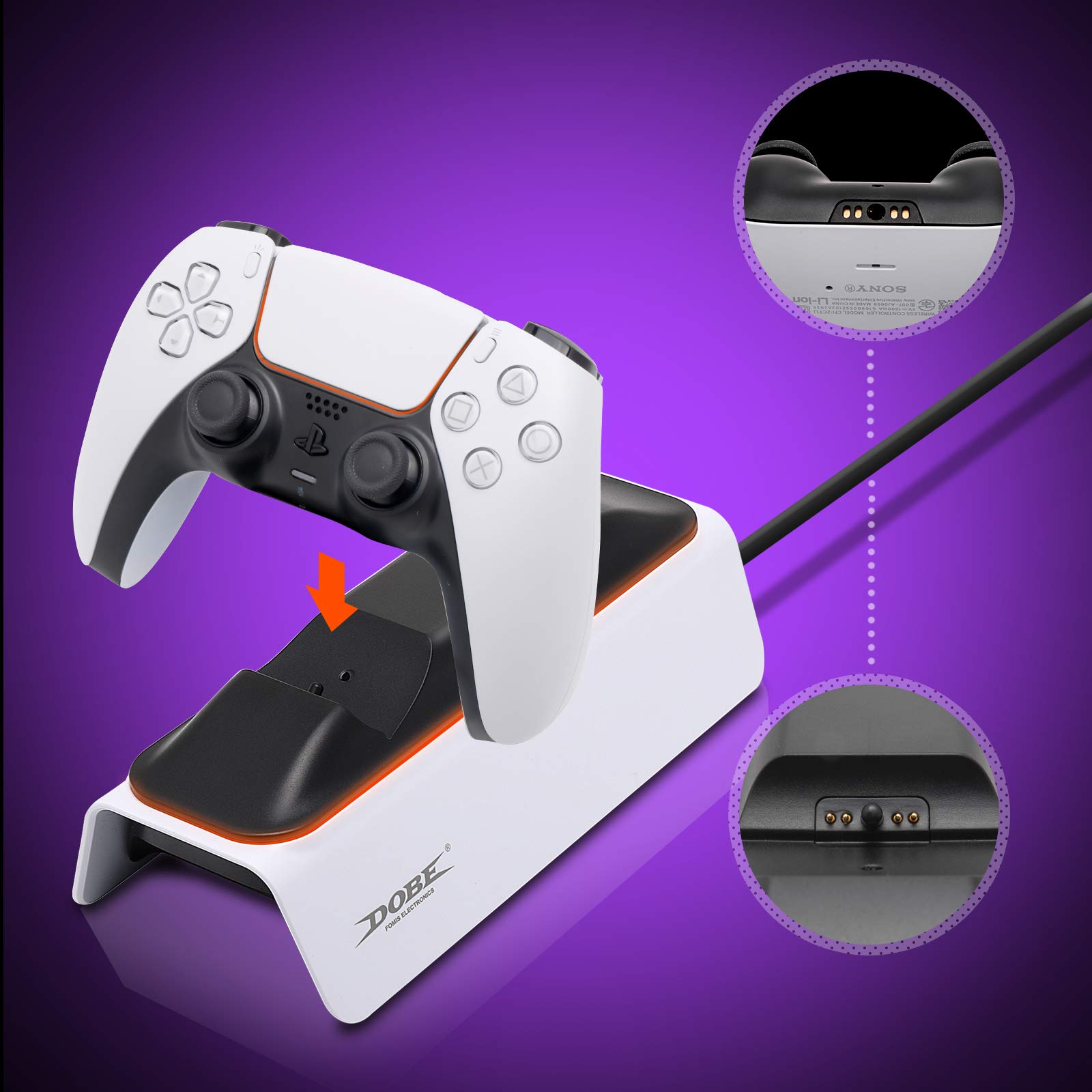 ECHZOVE PS5 Controller Charger Station, Playstation 5 Controller Charger Station with 5V 3A Power Adapter, High Speed, Fast Charging Dock for Sony DualSense Controller