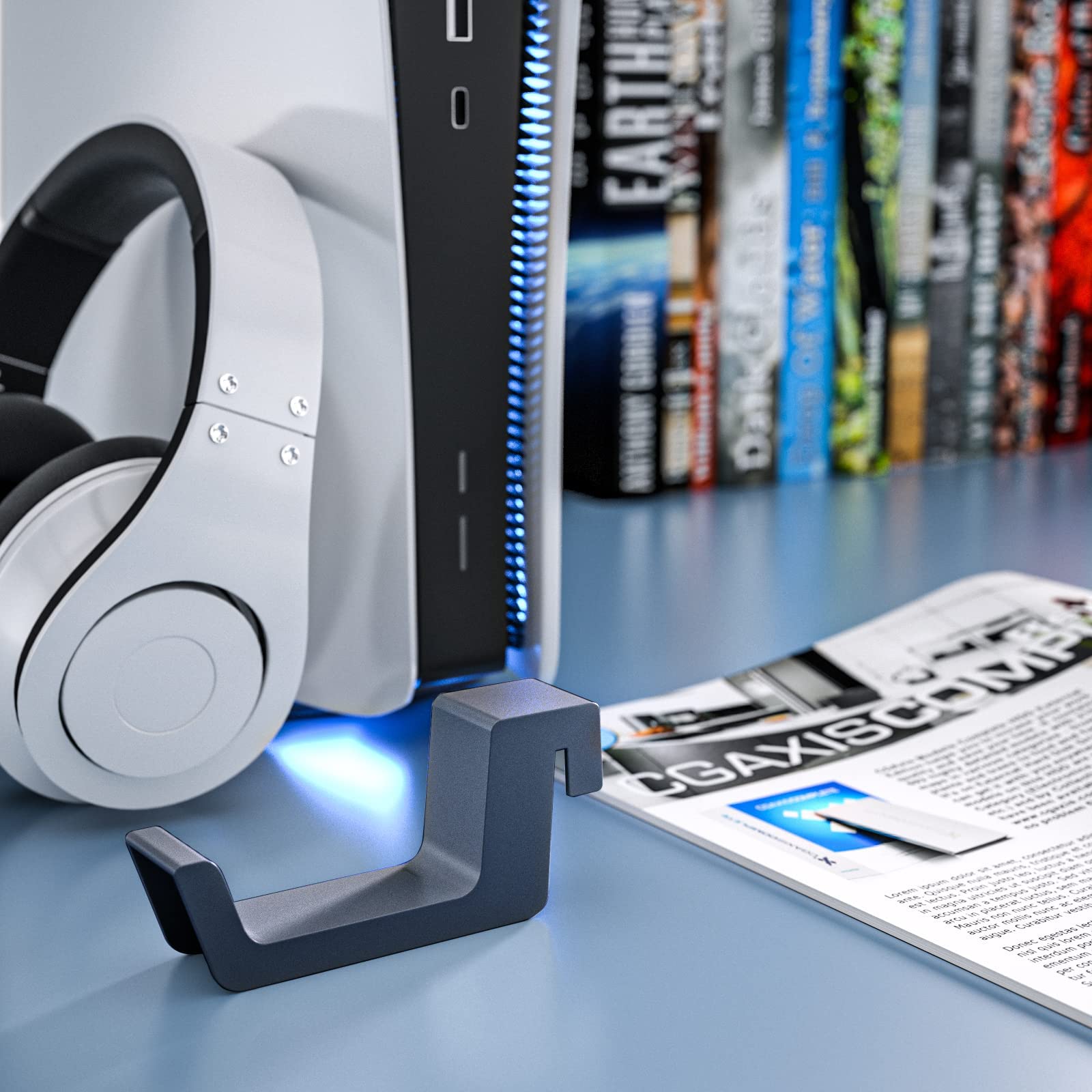 ECHZOVE PS5 Headset Stand, PS5 Headphone Hook,PS5 Headset Hanger, Compatible with Universal Gaming Headsets - White